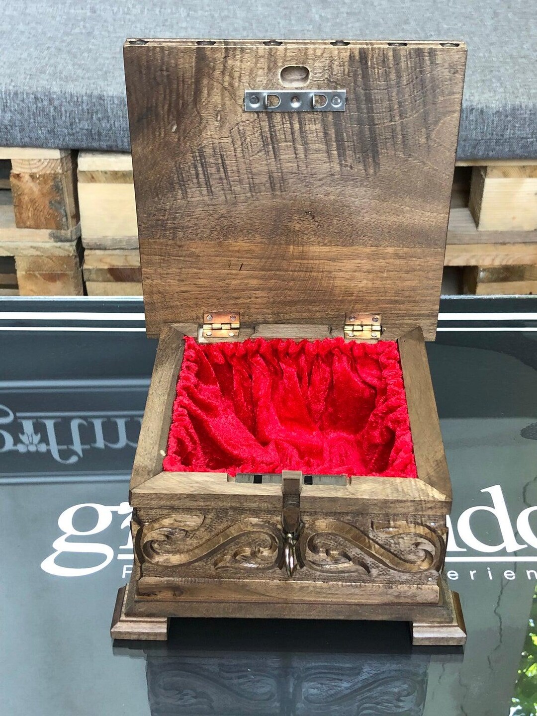 Antique Chess Set Puzzle Chess Board W/ Hidden Key Handmade Roman ...