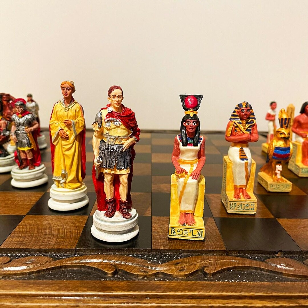 Luxury Ancient Egyptian Vs Roman Chess Set | Handmade Walnut Wood Chess ...