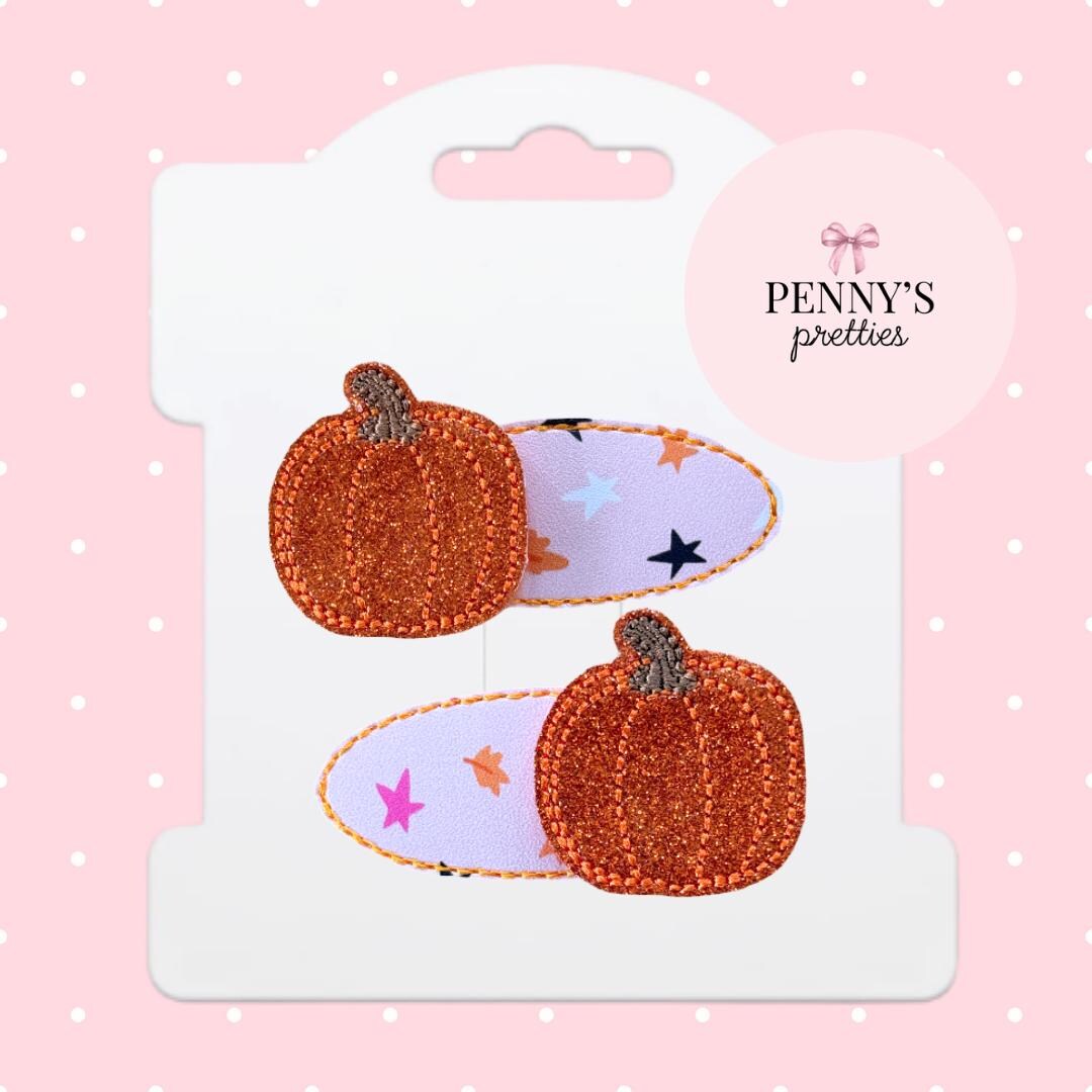 Pumpkin Hair Clip Set of 2 - Fall Snap Clip - Autumn Hair Clip ...