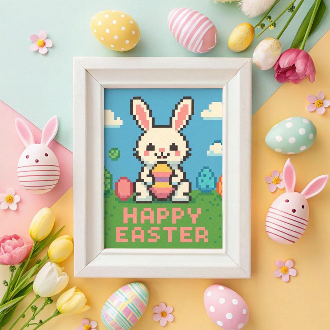Easter Bunny Pixel Art - Etsy