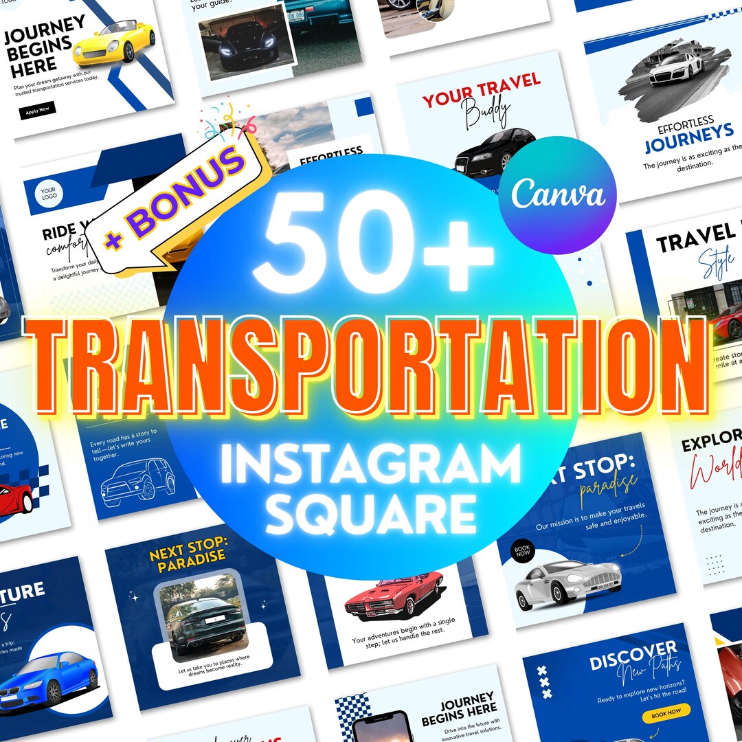 Transportation Instagram Templates: Canva Editable Car Rental Designs ...