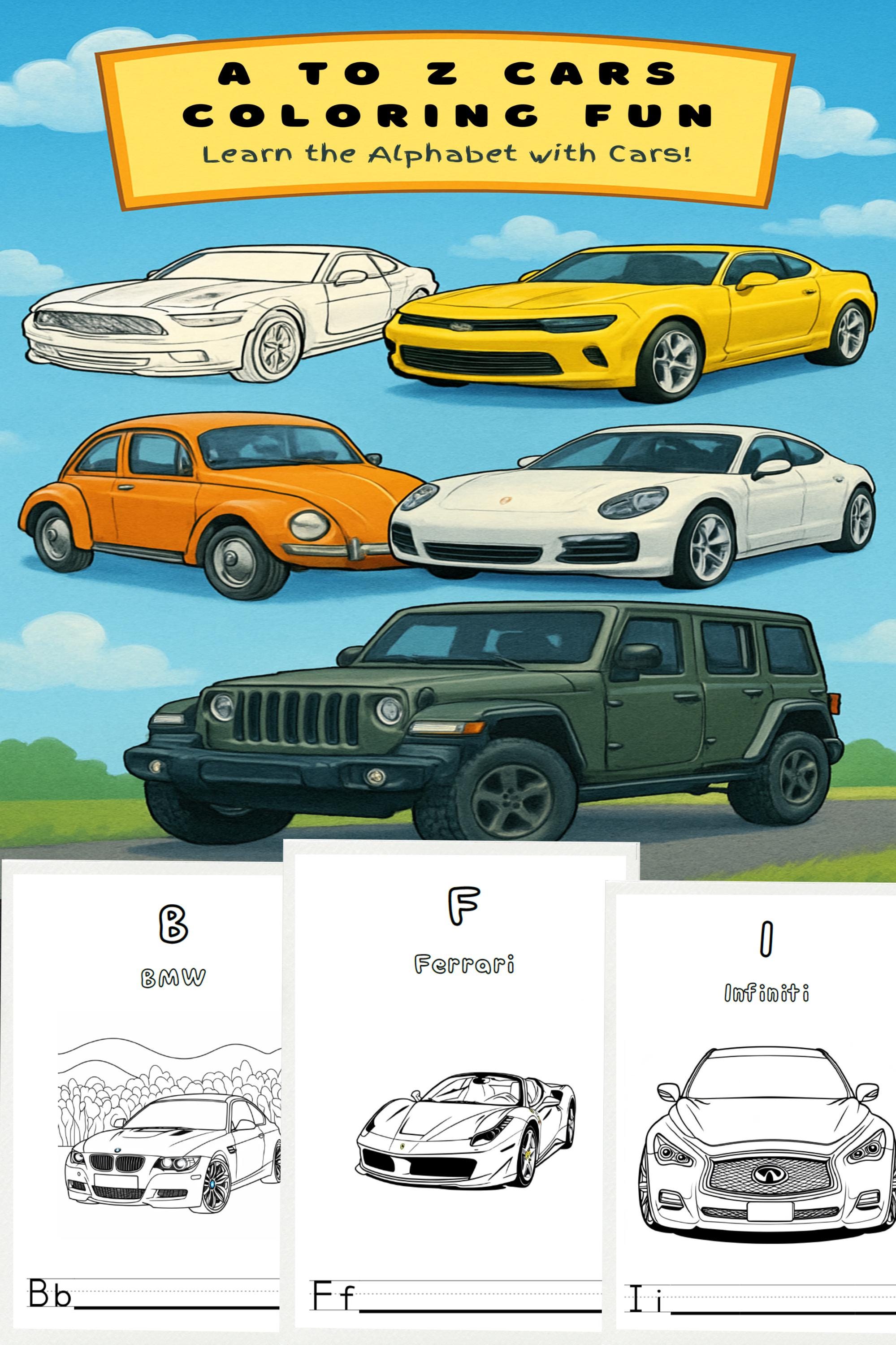 Cars Alphabet Coloring Book for Kids | Activity for Kids | Coloring ...