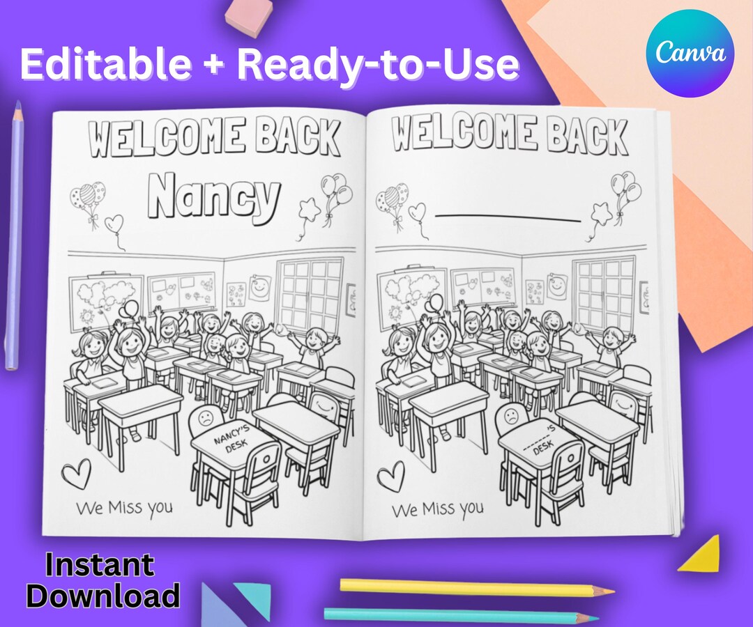 Welcome Back Coloring Page – Editable & Printable Classmate Gift ...