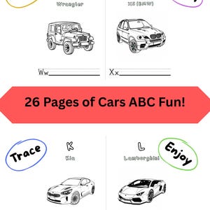 Cars Alphabet Coloring Book for Kids | Activity for Kids | Coloring ...