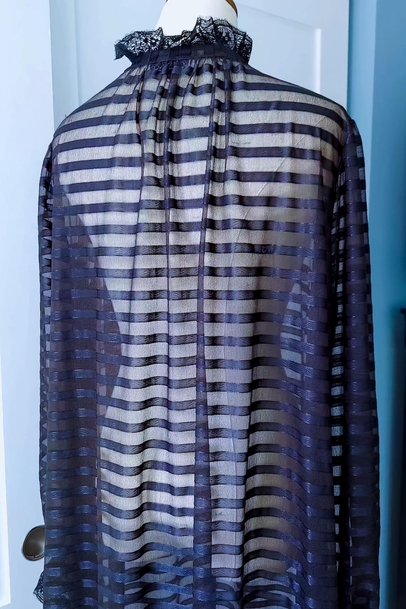 Vintage Black Sheer Lace Bridal Dressing Gown | Victorian Style Boudoir ...