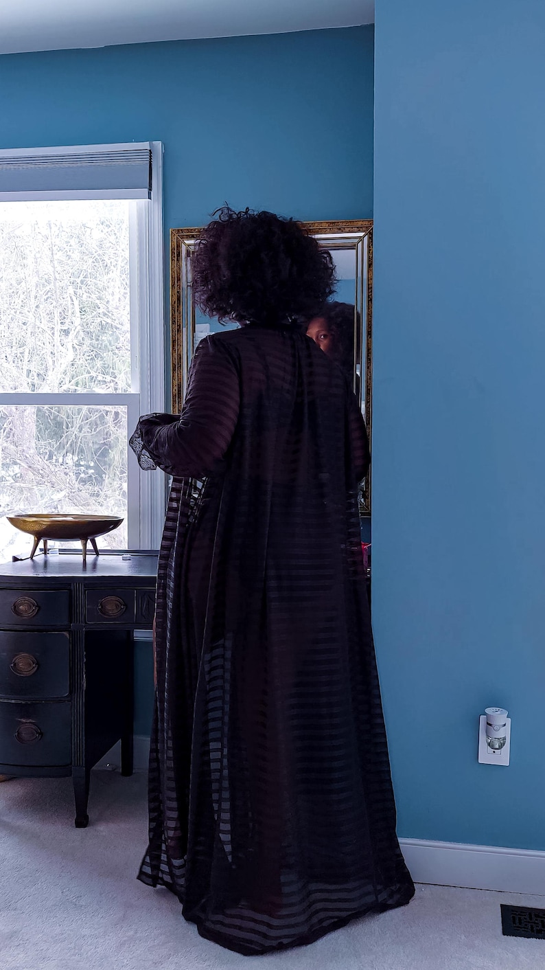 Vintage Black Sheer Lace Bridal Dressing Gown | Victorian Style Boudoir ...