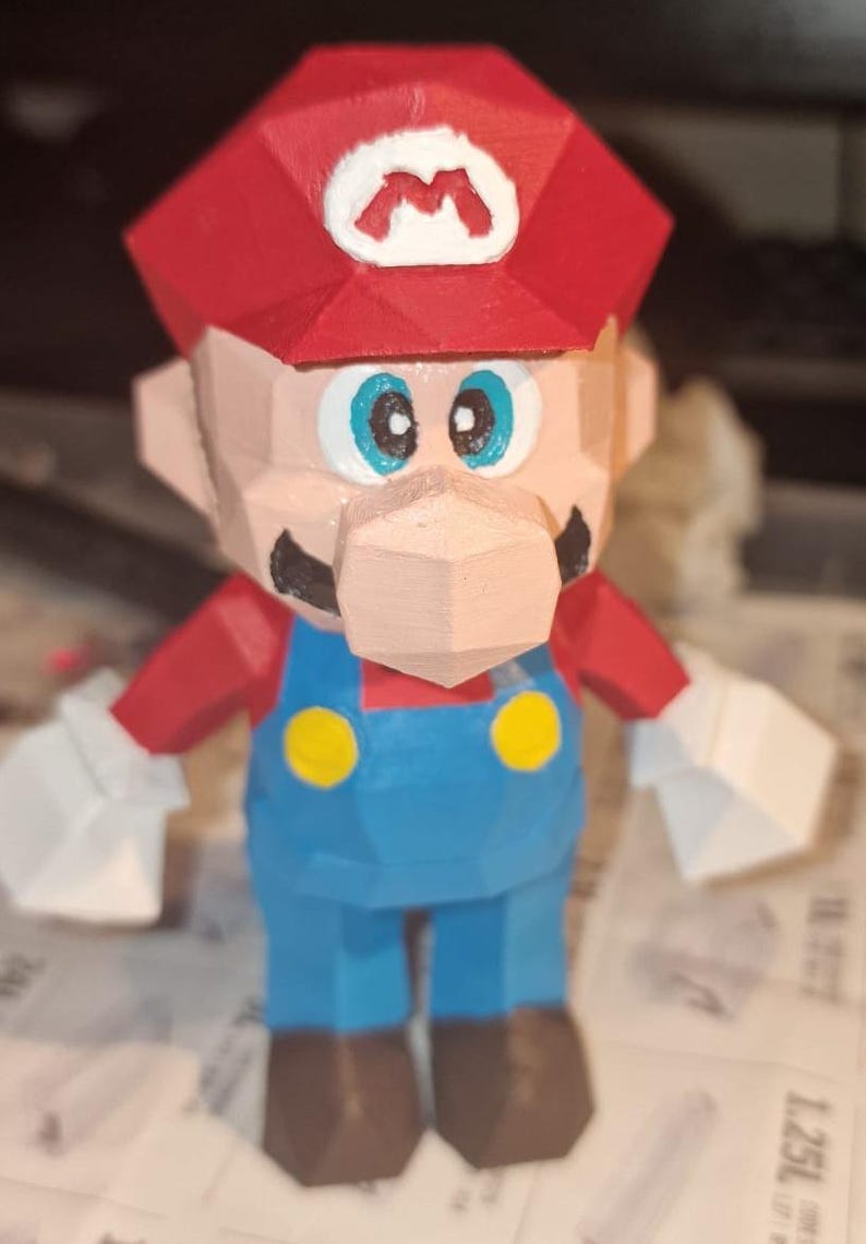Retro Super Mario 64 Low-poly 3D Printed Head – Nostalgic Plastic Art ...