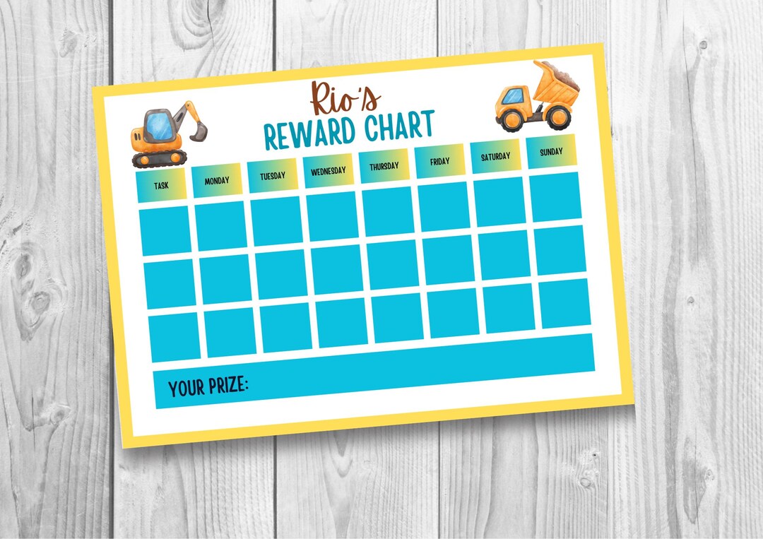 Personalised Digger Star Chart/ Reward Chart/ Chore Chart - Etsy