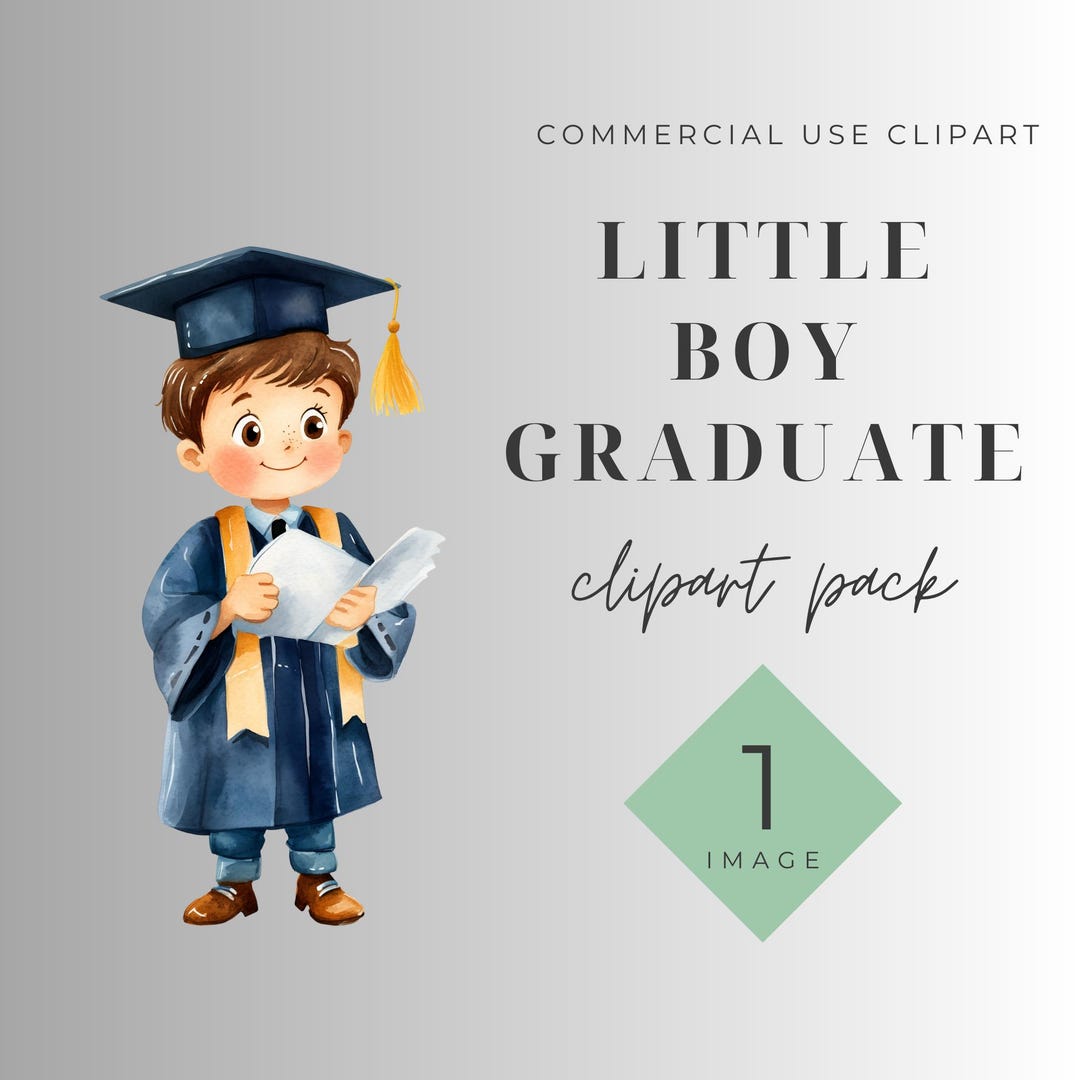 Kinder Graduation Clipart | Little Boy Graduate PNG | School Graduation Design Sublimation ...