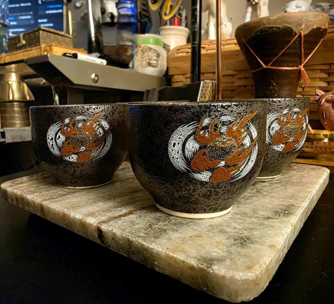 Ash and Ember Cups – Set of 4 Vintage Japanese Yunomi - Etsy