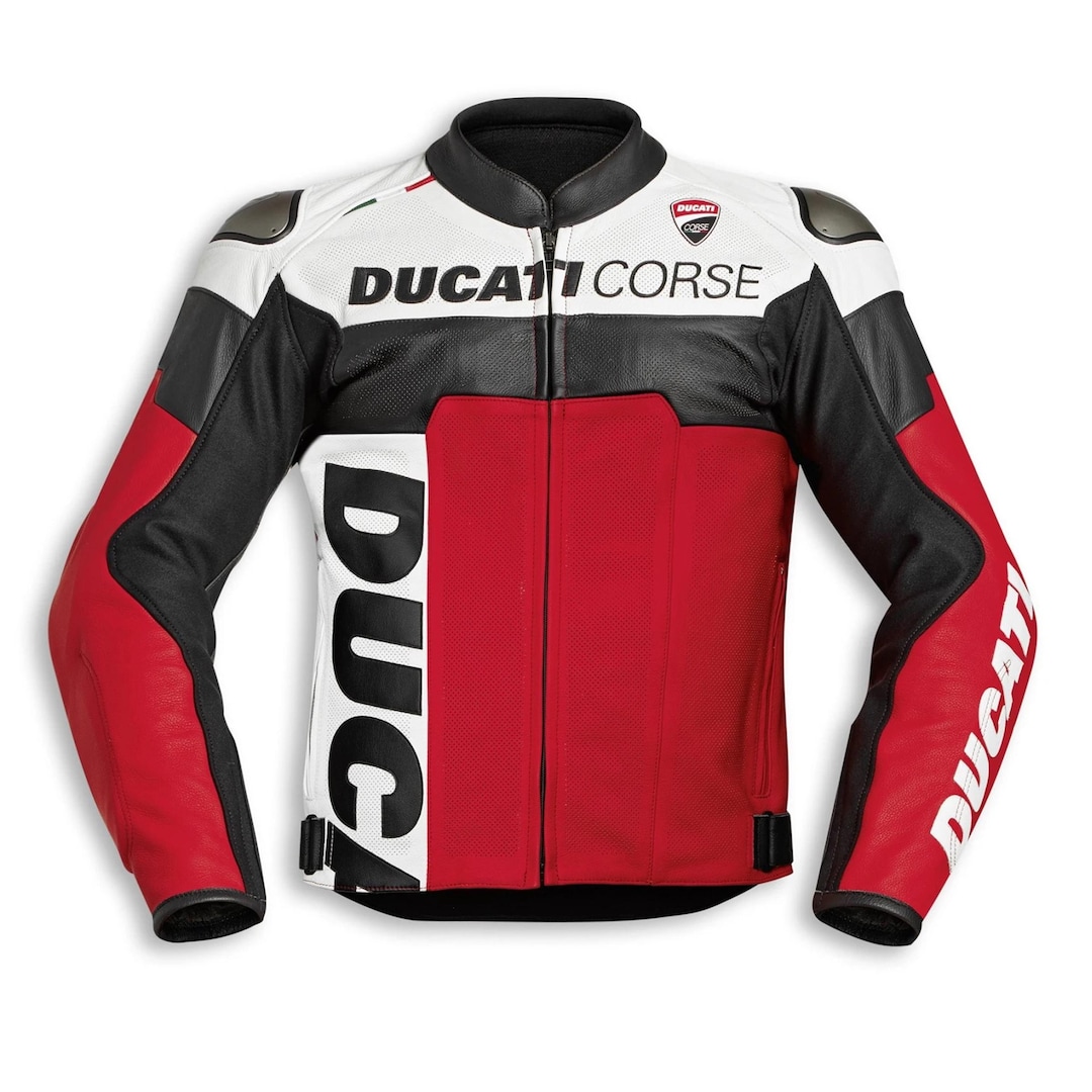 Ducati Corse C5 Leather Motorcycle Racing Jacket: CE Armor, Cowhide ...