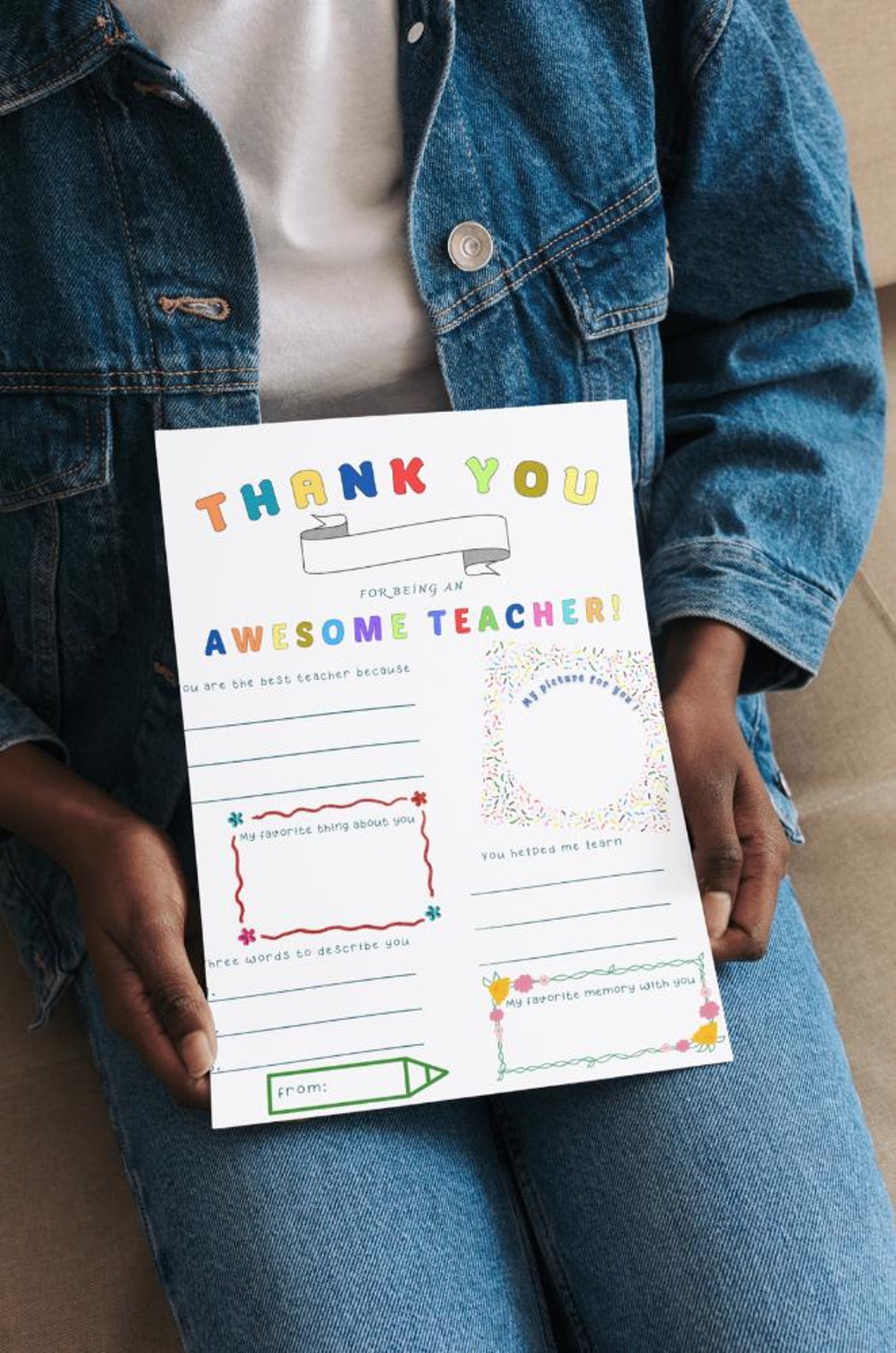 Printable Teacher Thank You Card -teacher Appreciation Week Card Gift ...