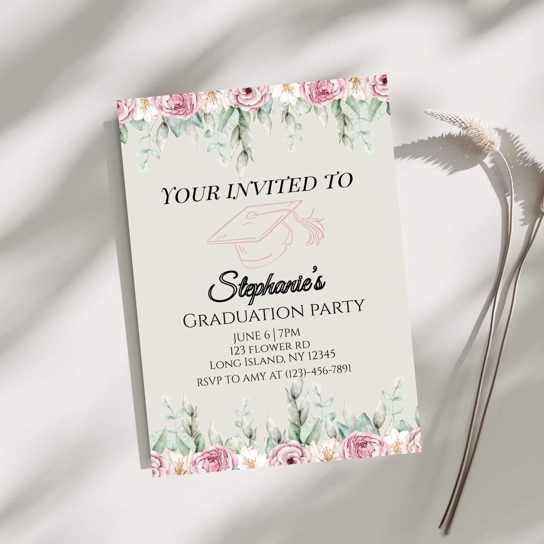 Graduation Invitation Template | Editable 5x7 Digital Grad Party Invite ...