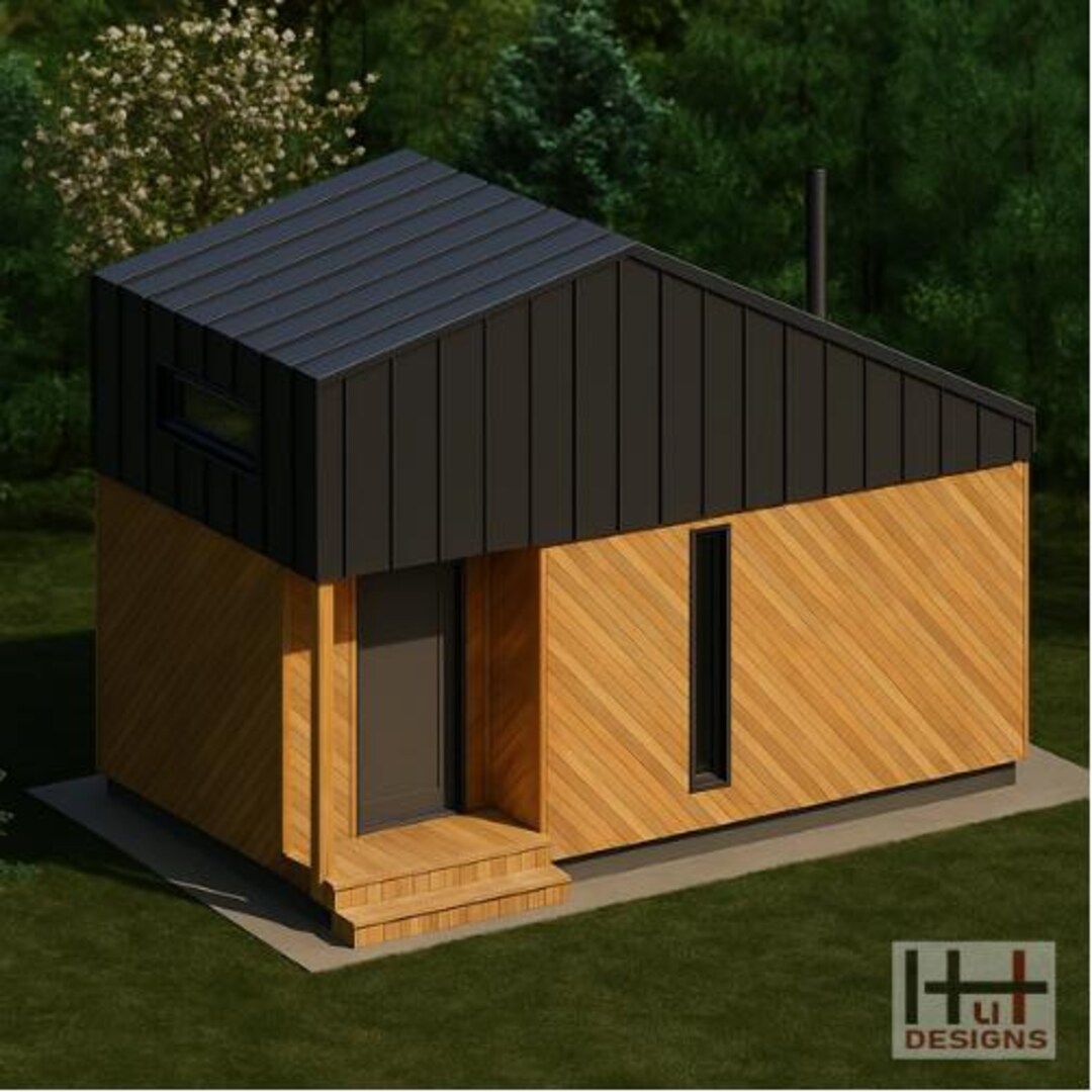 Modern Micro Cabin House Plan - 20sqm Tiny Home With Loft - PDF ...