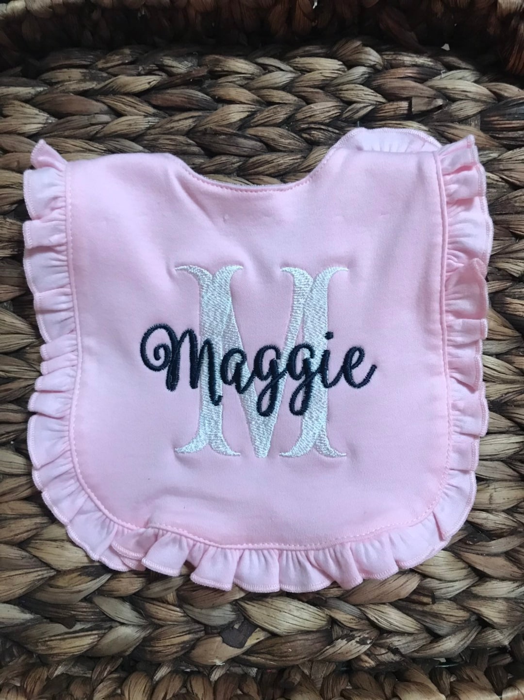 Personalized Baby Bibs-monogram Baby Bibs-pink Baby Bib-embroidery Baby ...