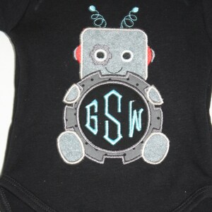 Monogram Robot Baby Bodysuit: Embroidered Initial Shirt - Etsy