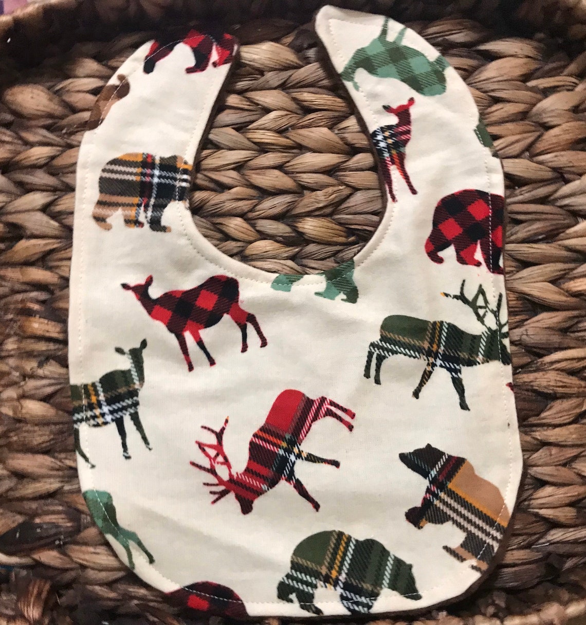 Woodland Animals Baby Bib Boys Baby Bib Deer Print Baby Bib - Etsy