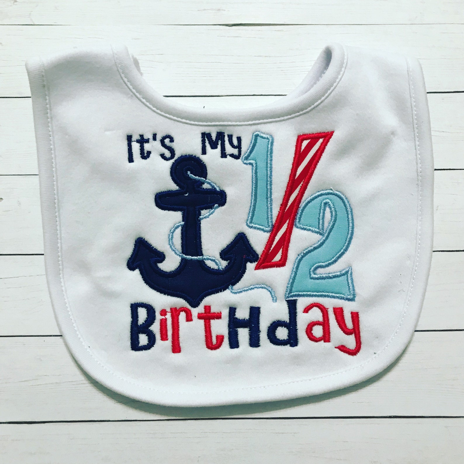 Half Birthday Bib-nautical Half Birthday Bib Anchor Bib Baby - Etsy
