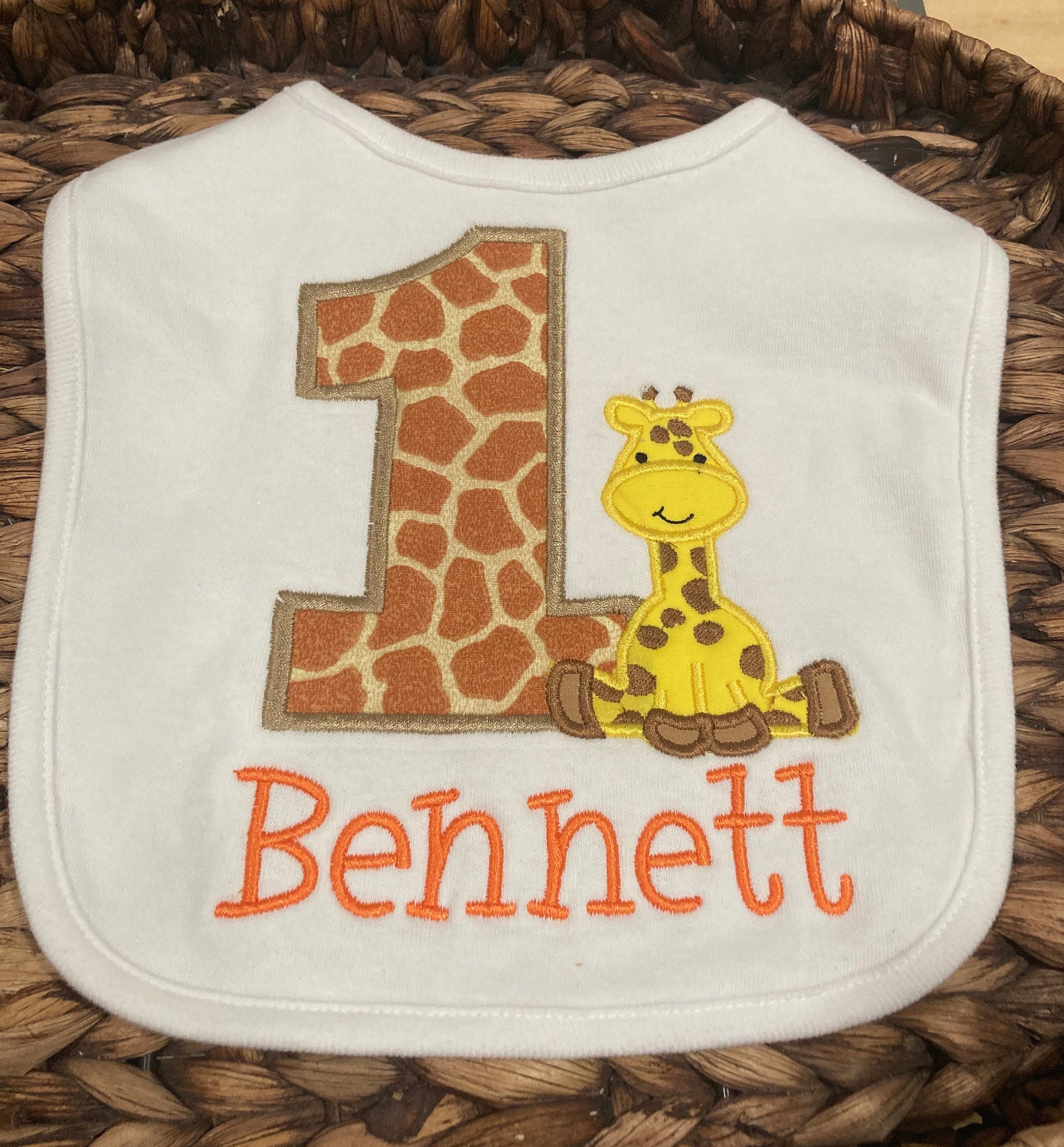 1st Birthday Bib Giraffe Birthday Bib Jungle First Birthday - Etsy