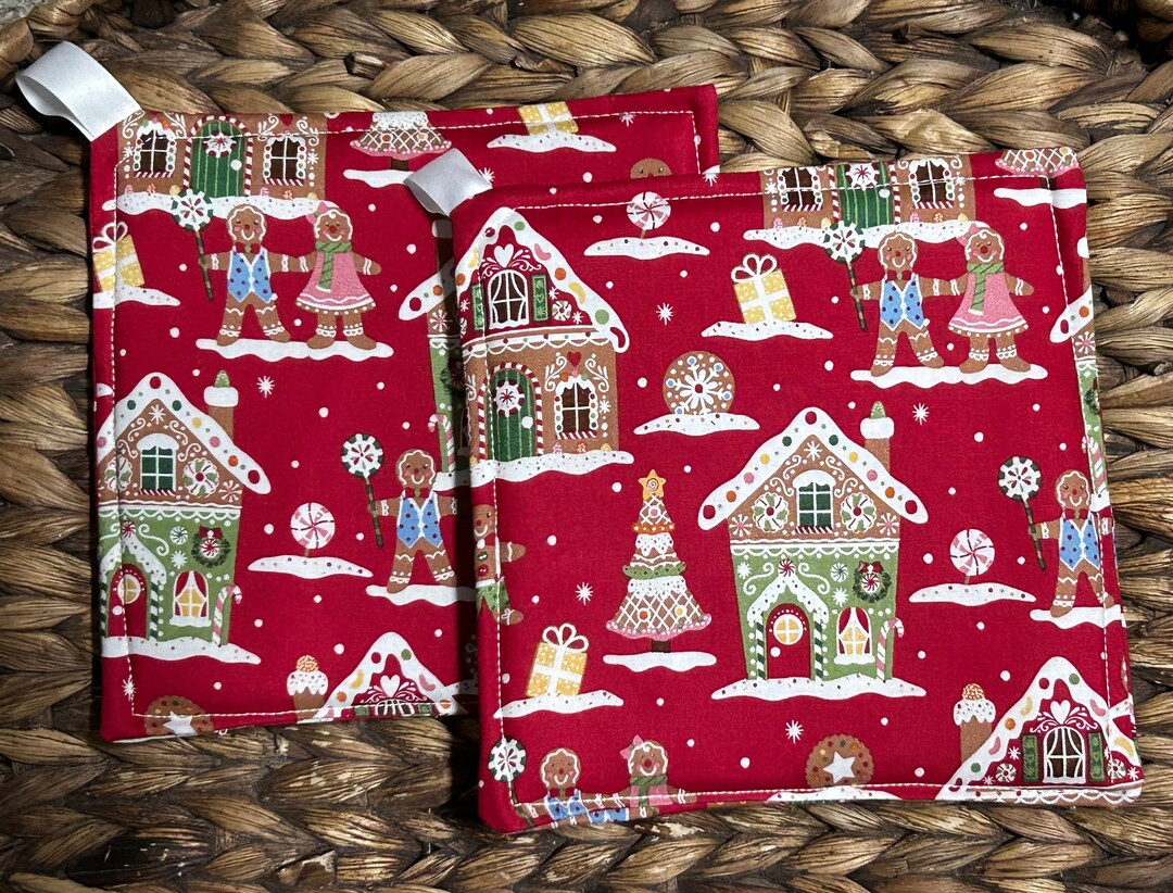 Christmas Gingerbread House Potholder Set: Kitchen Hot Pads - Etsy