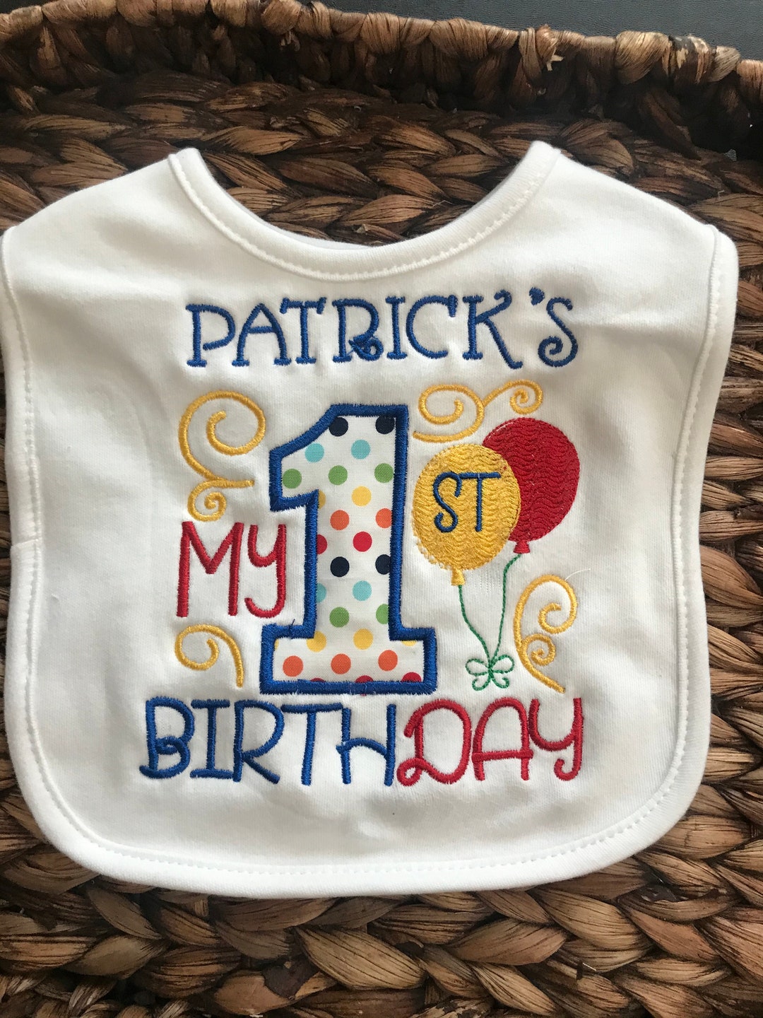 1st Birthday Baby Bib- Baby's First Birthday Bib- Birthday Bib With ...