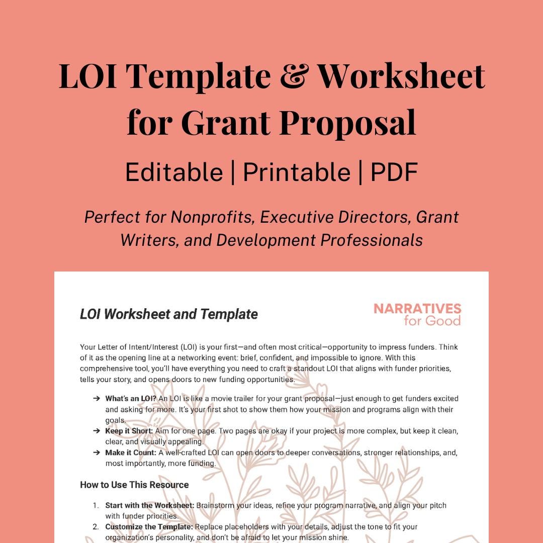 Nonprofit LOI Template & Worksheet | Letter of Intent for Grant ...