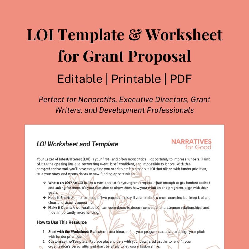 Nonprofit LOI Template & Worksheet | Letter of Intent for Grant ...