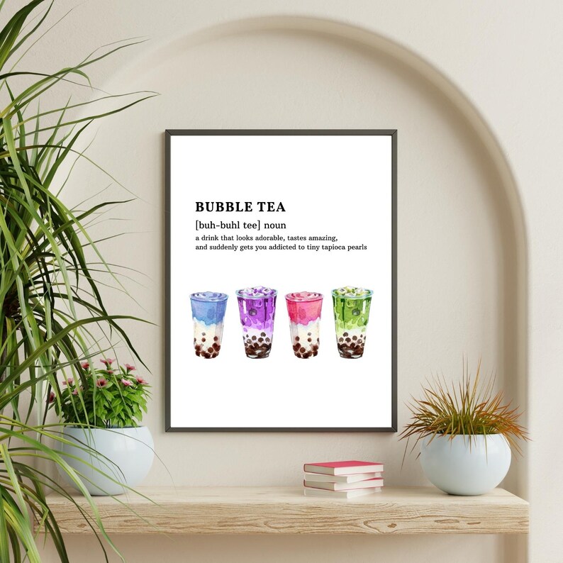 Digital Download Bubble Tea Poster | Kawaii Boba Wall Art | Colorful ...