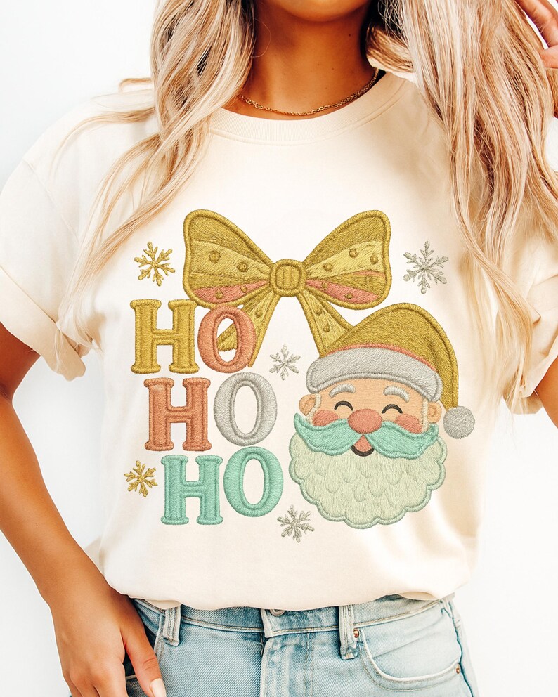 Faux Yarn Santa Png, Ho Ho Ho Christmas Embroidery File, Cute Santa ...