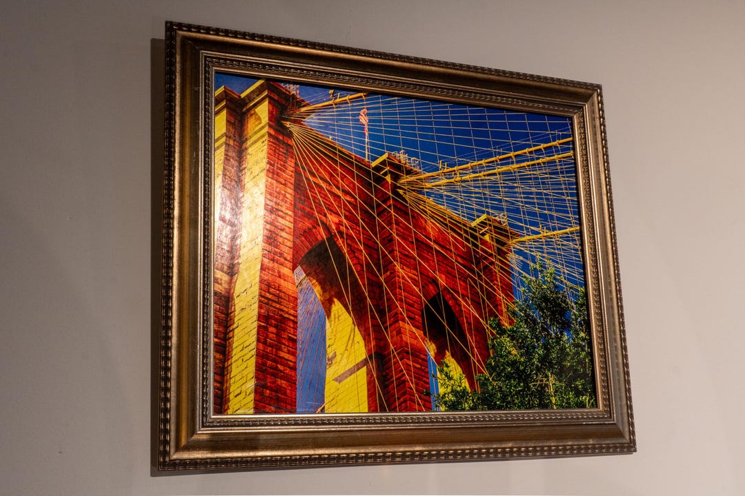 Bright on Brooklyn – Framed Hypercolor Brooklyn Bridge NY Print – 20x16 ...