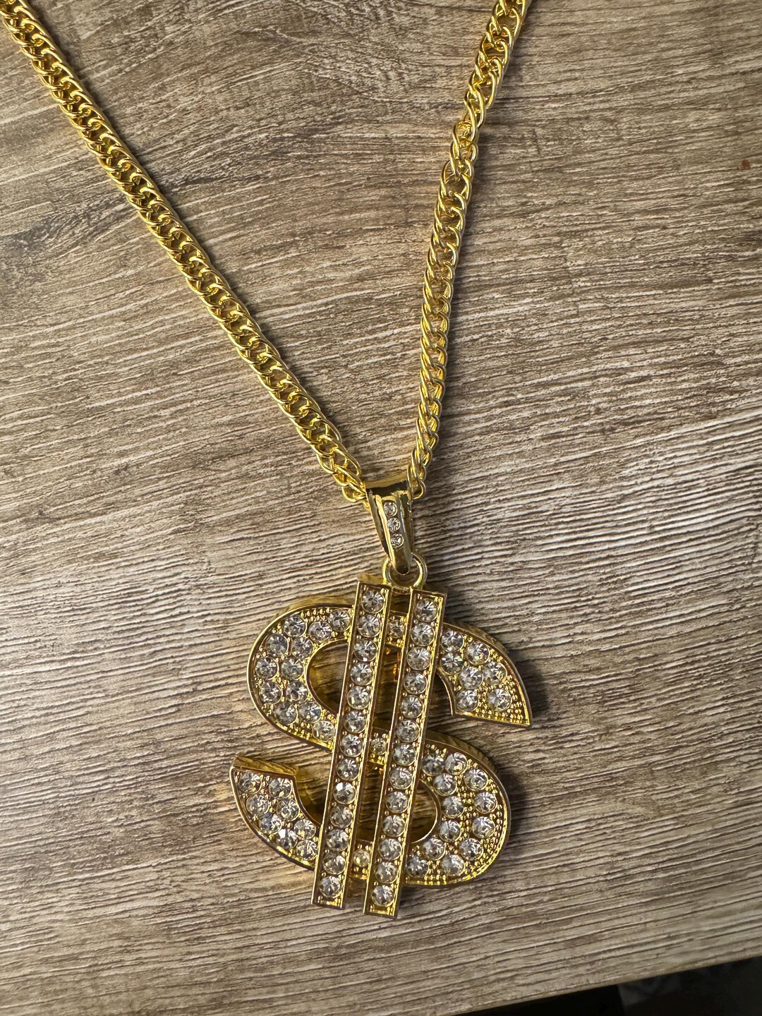Hip Hop Bling Dollar Sign Necklace, Oversized Gold Pendant With ...