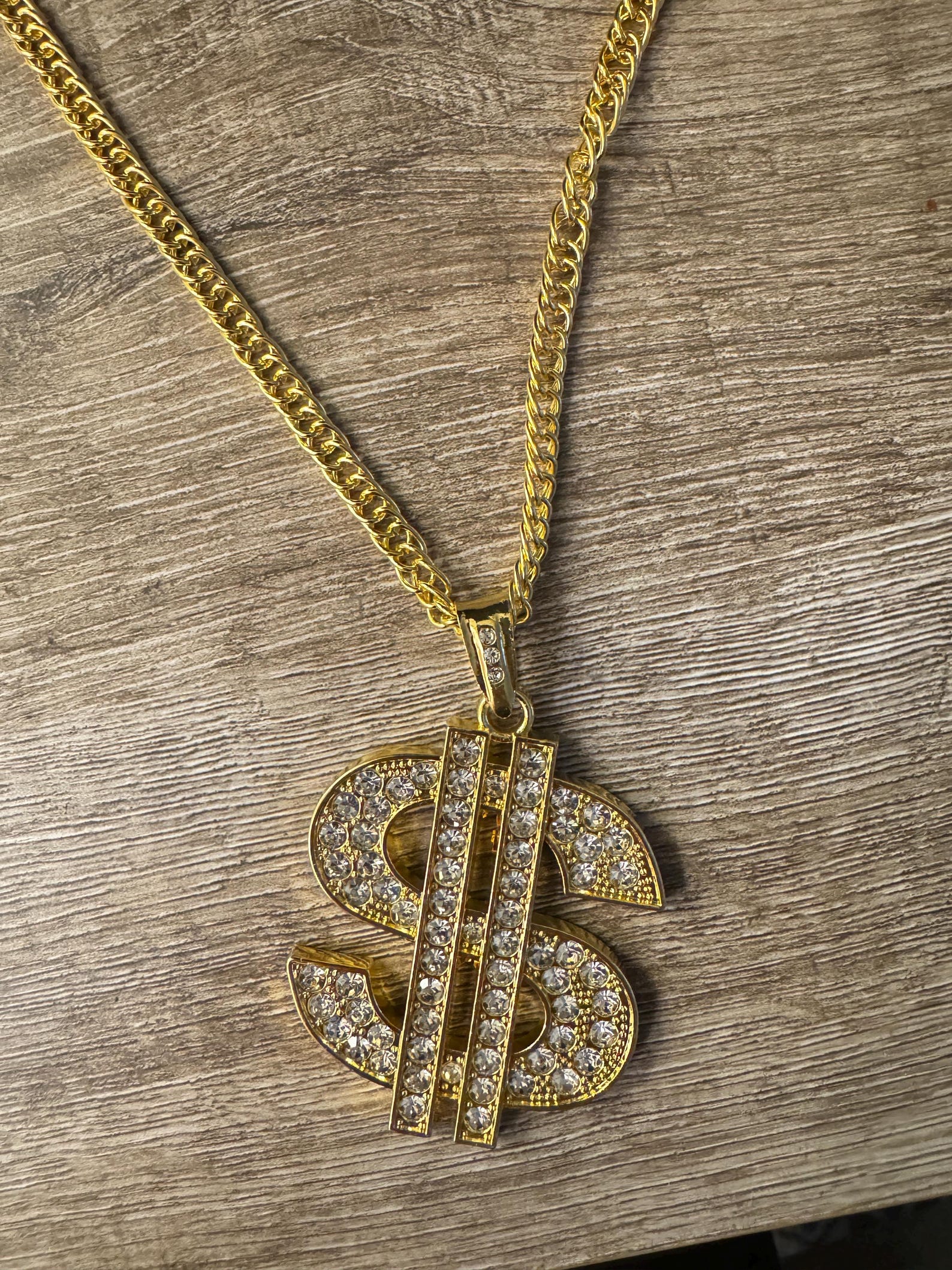 Hip Hop Bling Dollar Sign Necklace, Oversized Gold Pendant With ...