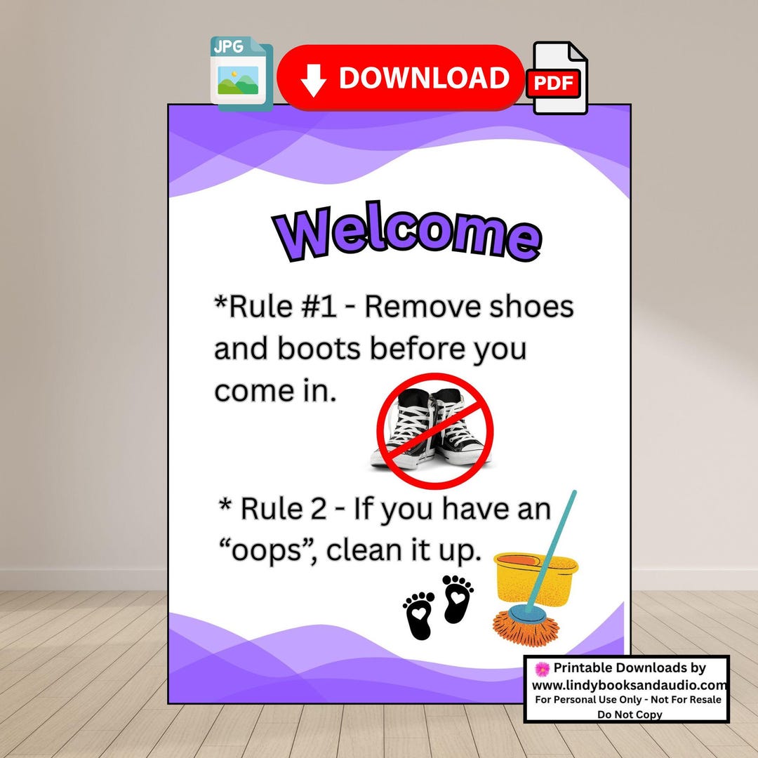 REMOVE YOUR SHOES – Printable Poster With Reminder to Remove Footwear ...