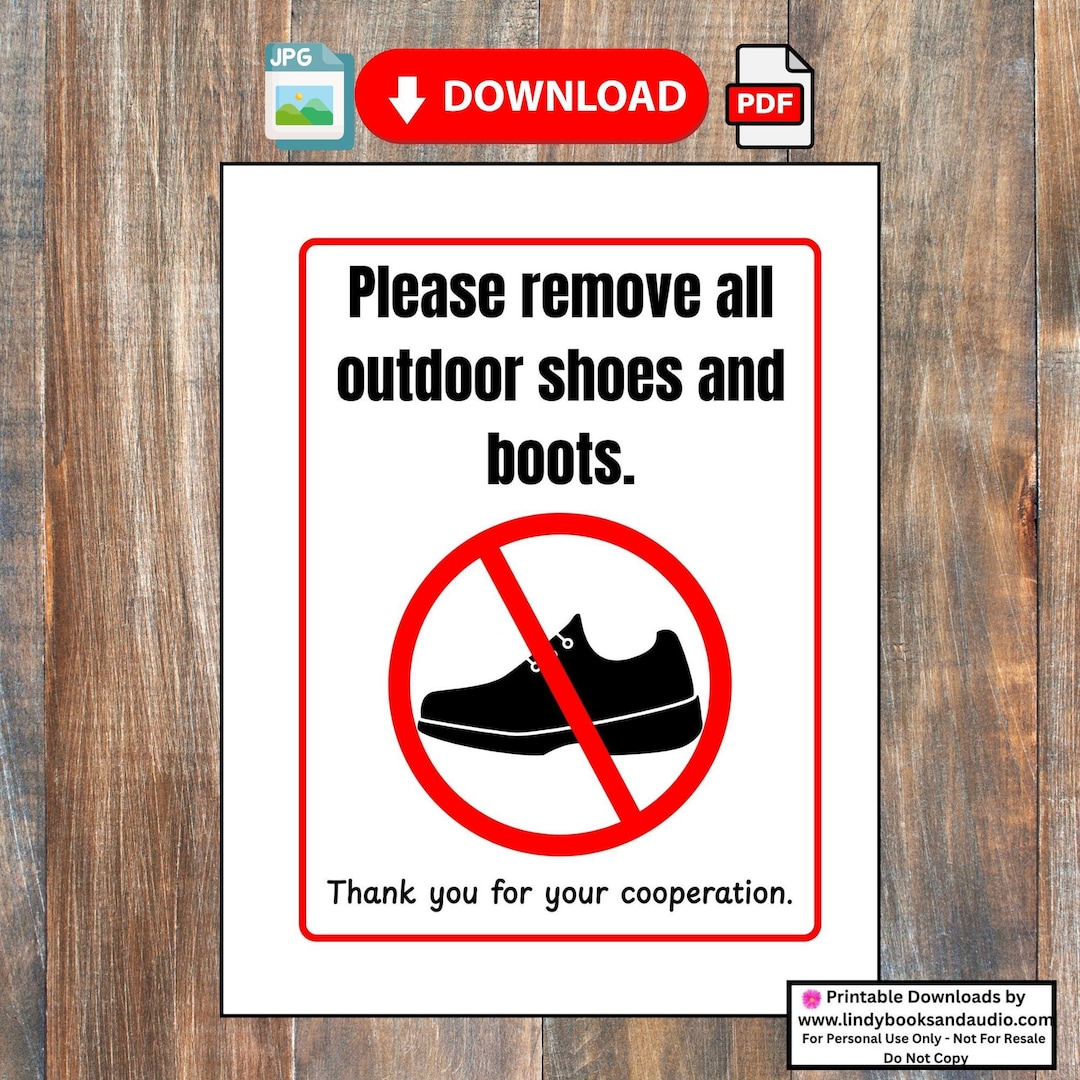 REMOVE SHOES SIGN - Printable Reminder for Home - Etsy