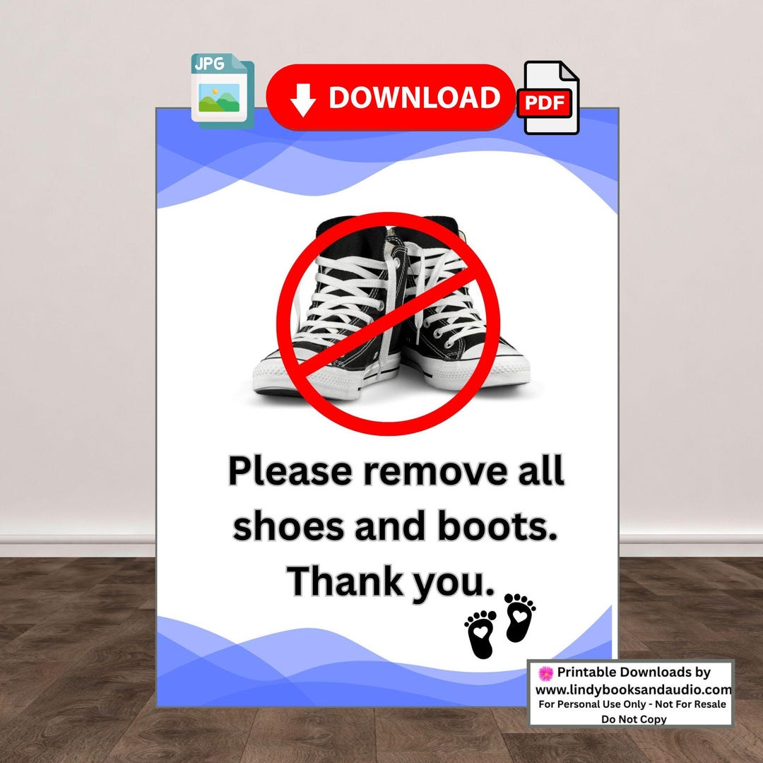 REMOVE YOUR SHOES - Eye-catching Reminder Sign for Home, Printable ...