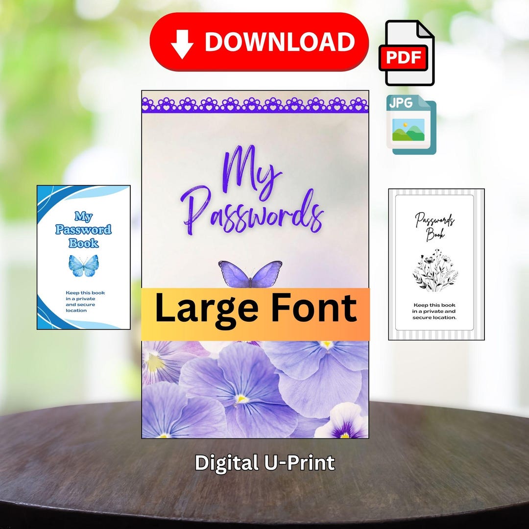 Password Book Large Font Printable - Etsy