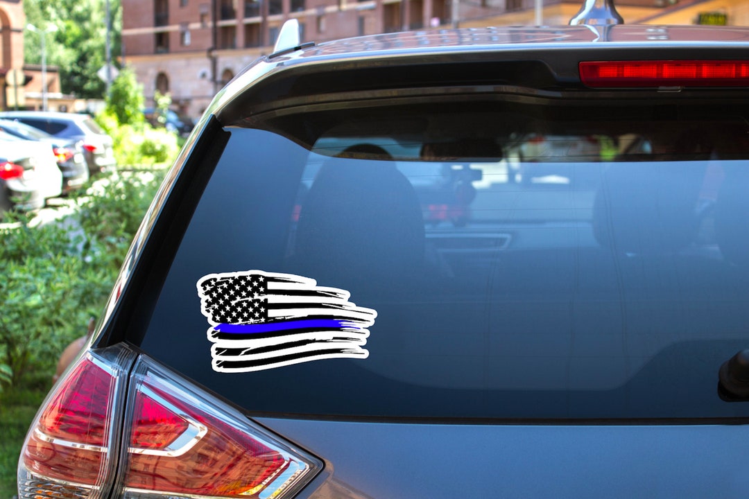 Thin Blue Line Flag Car Decal - Etsy