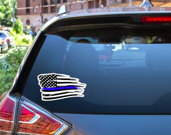 Thin Blue Line Flag Decal , American Flag Decal , Back the Blue Car ...