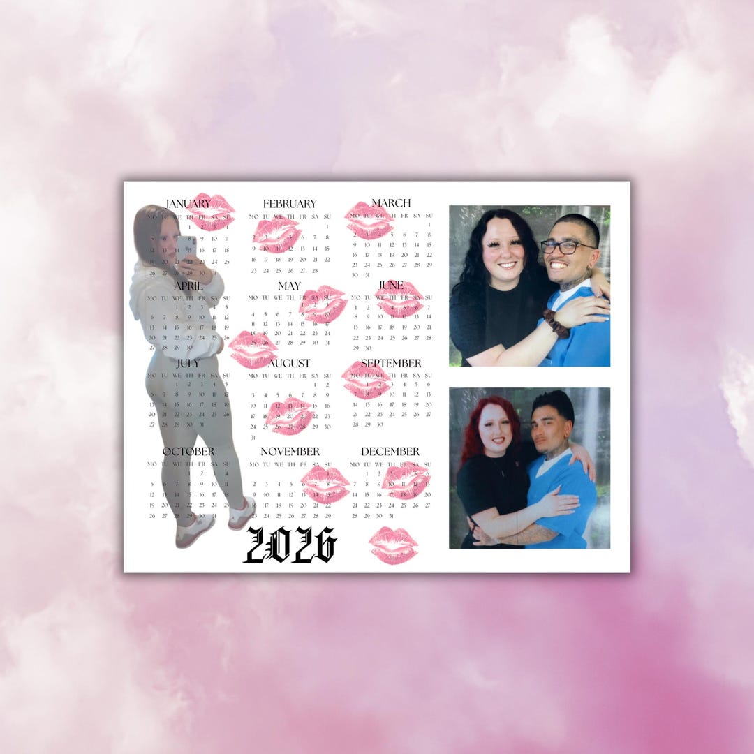 Custom Prison Wife Calendar 2026 | Photo Collage + Kiss Print Style ...
