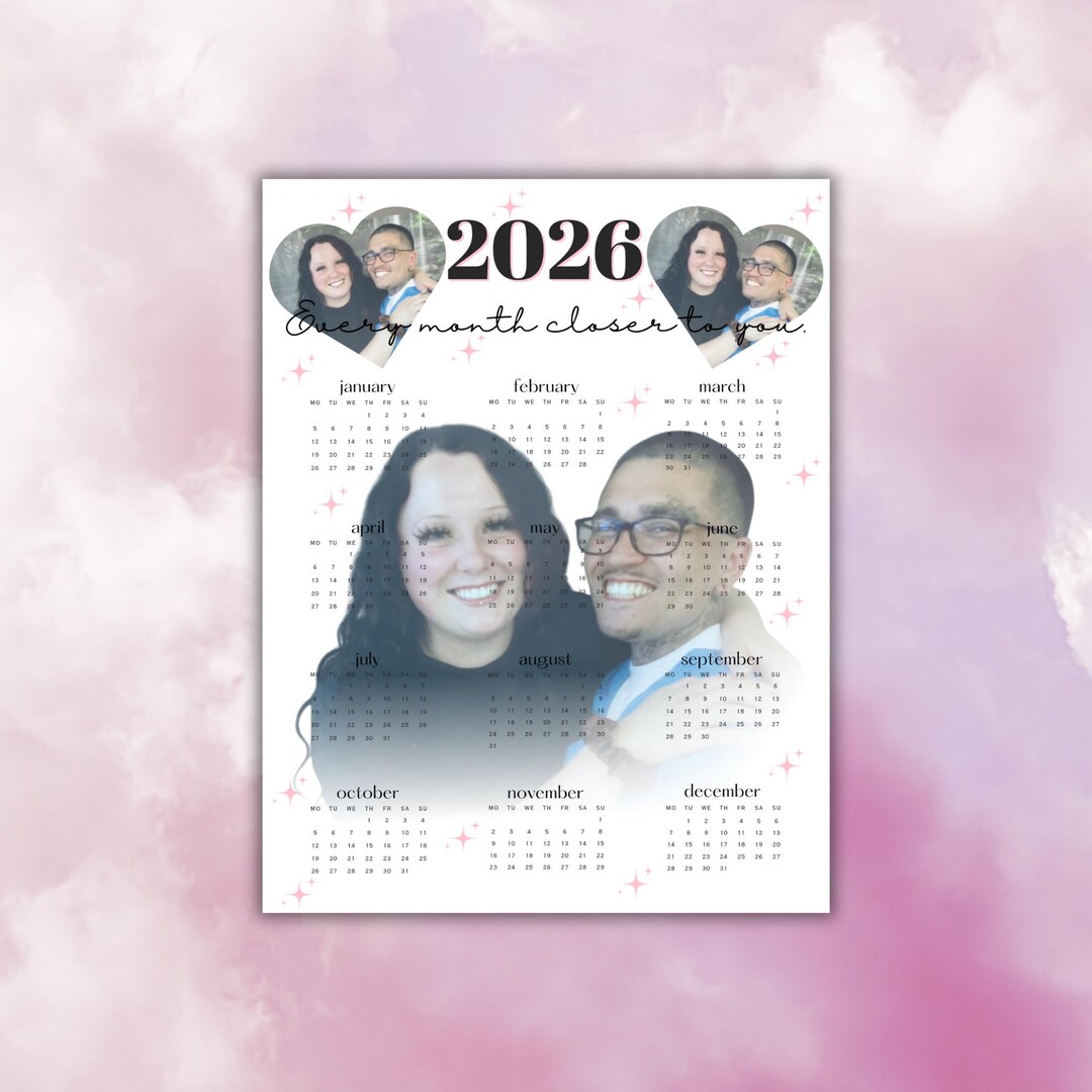 Custom 2026 Photo Calendar for Prison Wives | One-page 12 Month ...