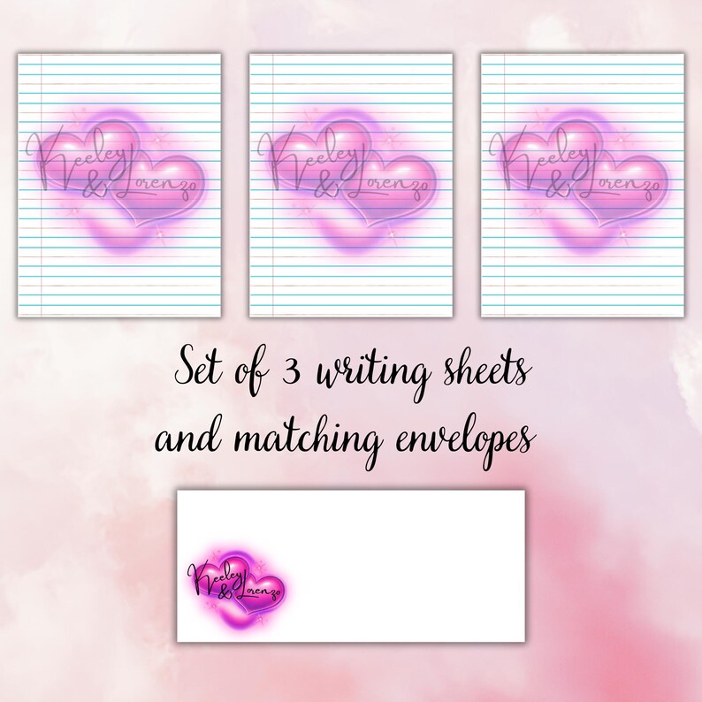 Custom Valentine Writing Paper Set With Envelopes | Personalized Name ...