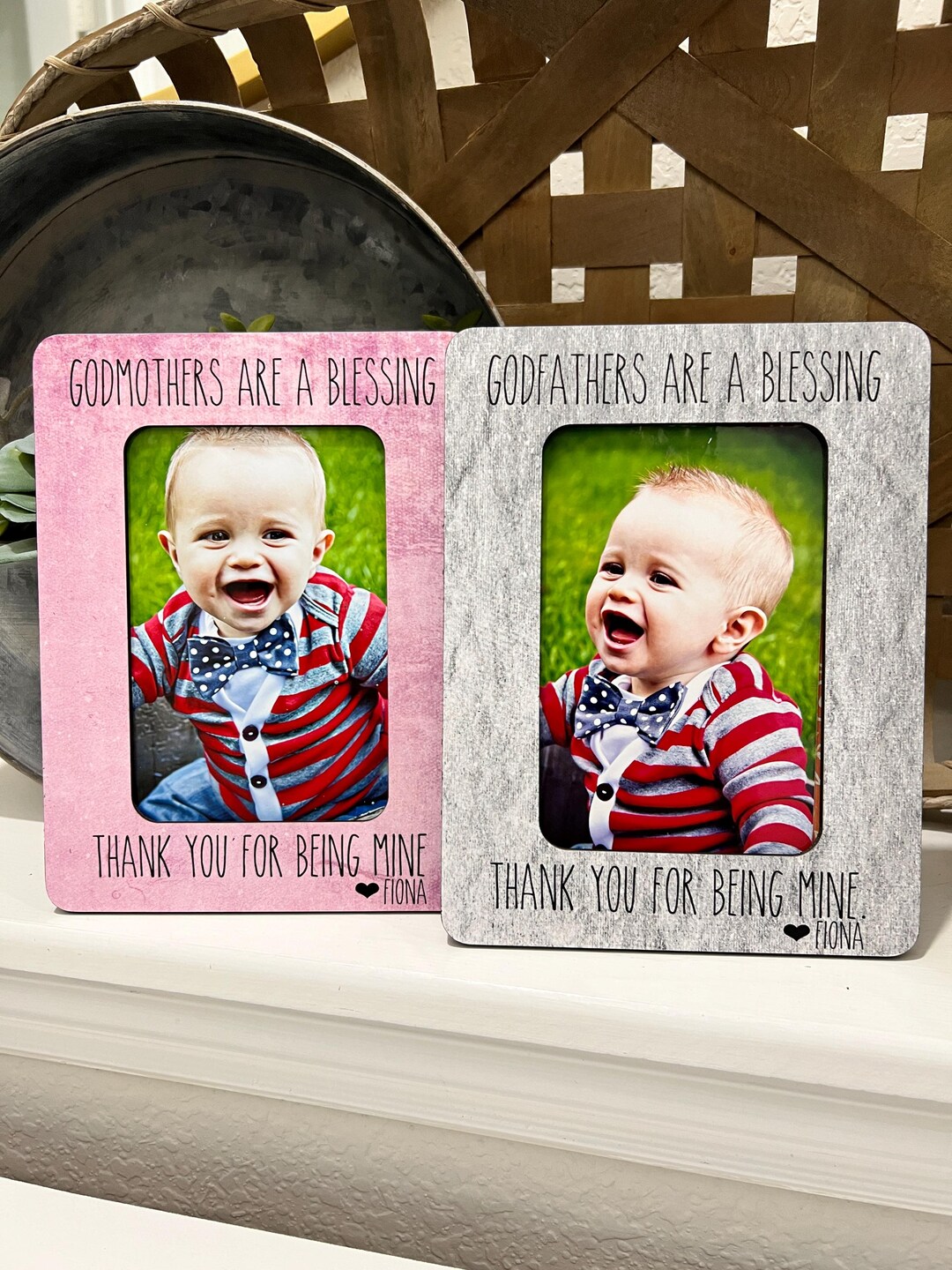 Personalized Godparents Picture Frame Set: Faith-based Baptism Gift - Etsy