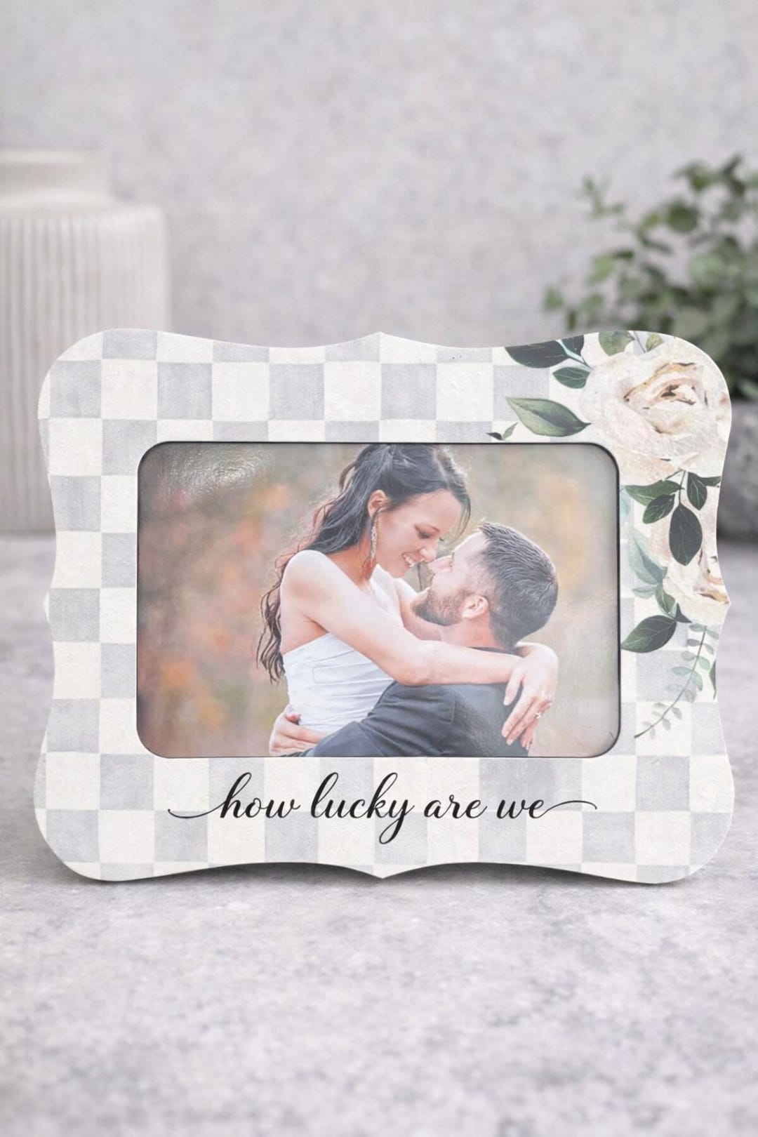 How Lucky Are We Wedding Picture Frame Personalized Engagement Gift ...