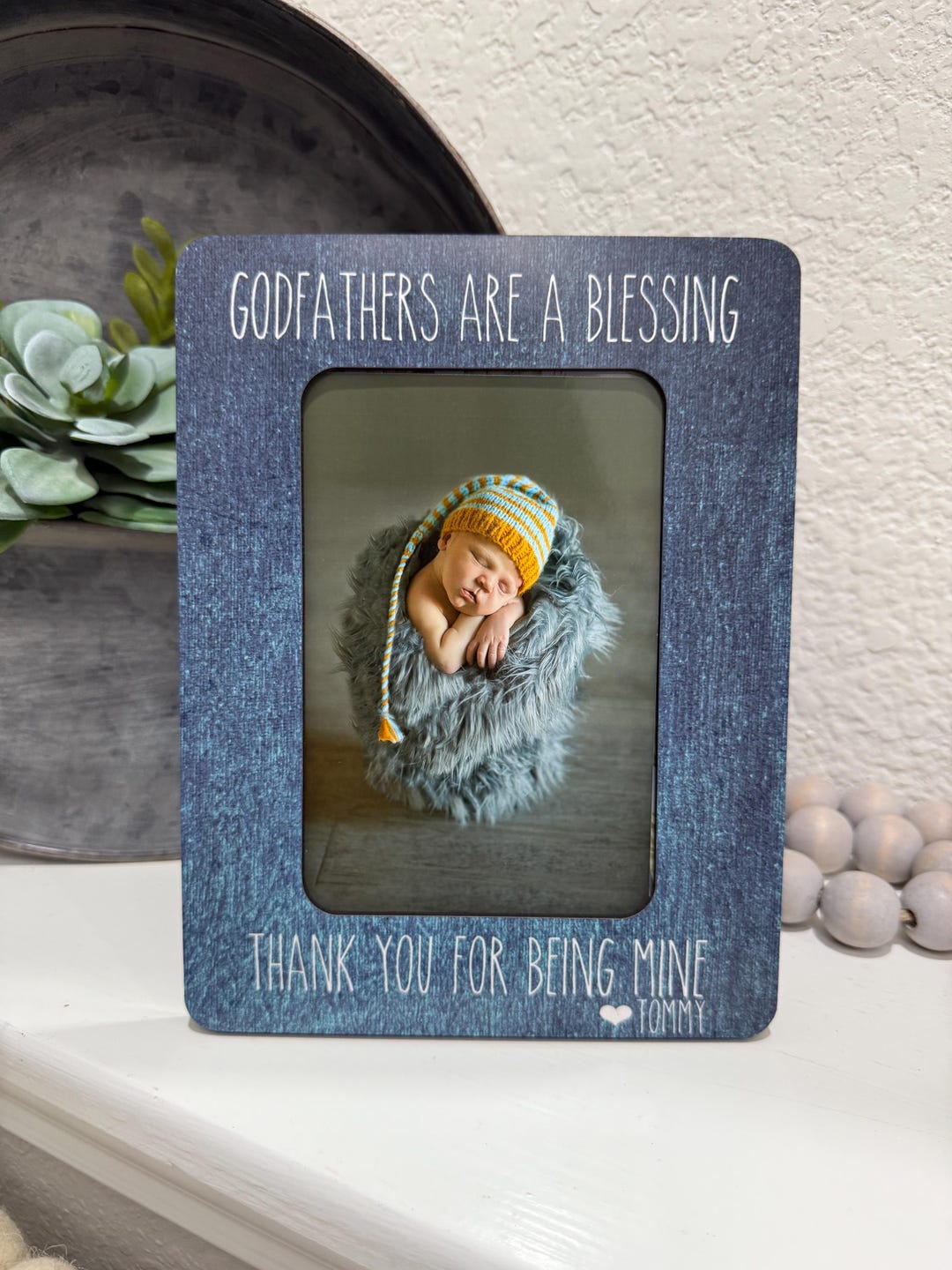 Personalized Godfather Picture Frame Baptism Gift Custom Godparent ...