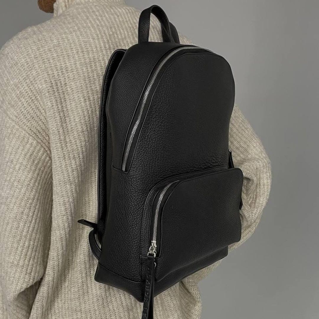 Leather Work Backpack Men Travel Bag Waterproof Duffel Bag Laptop ...