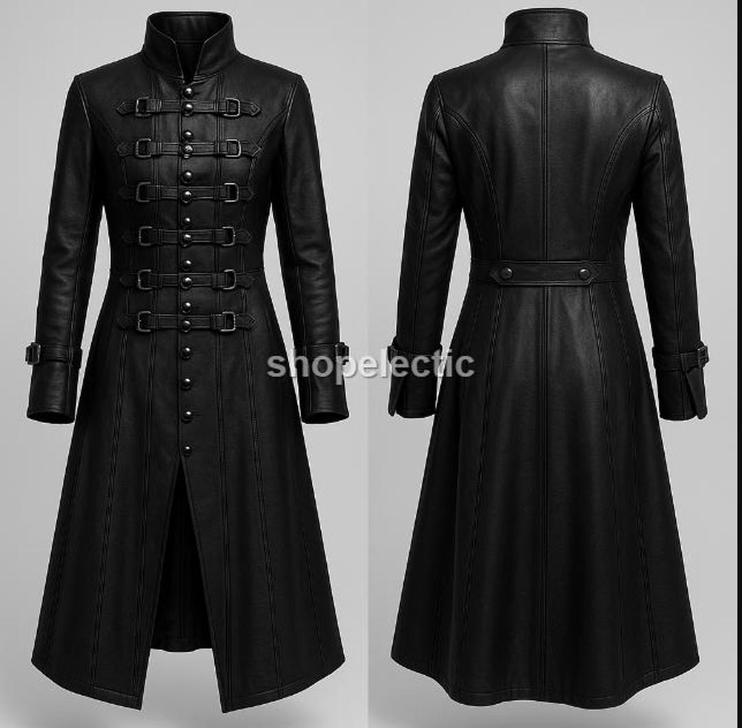 Black Gothic Vampire Coat, Steampunk Men Long Cosplay Trench Jacket ...