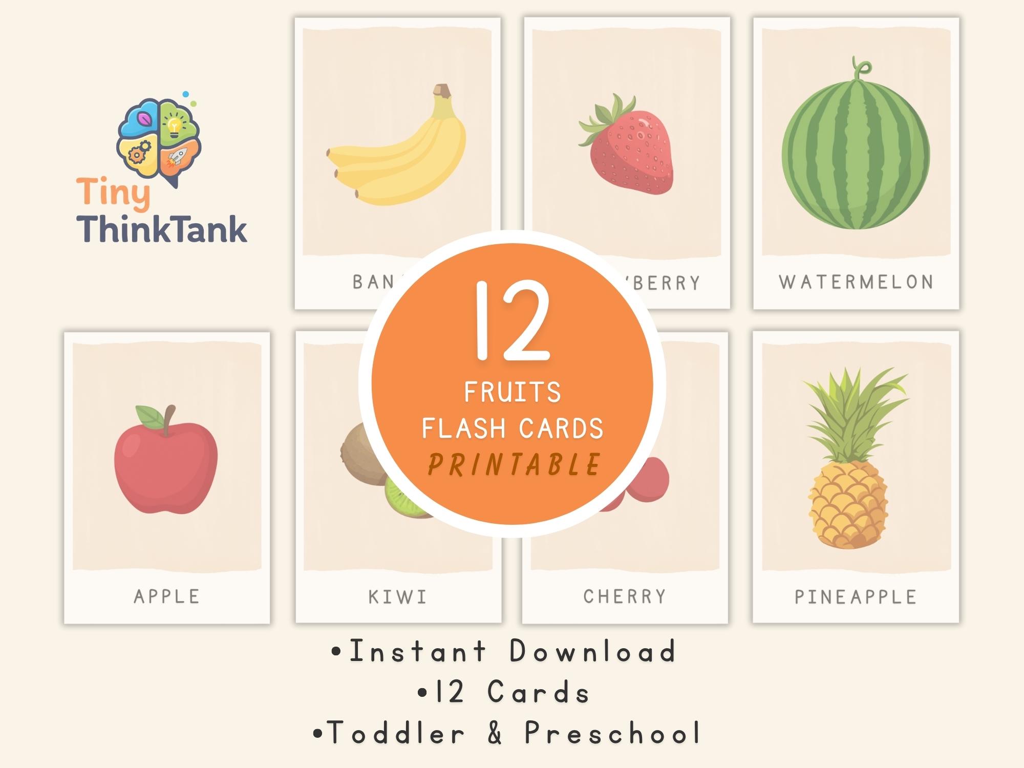 Fruits Flash Cards for Kids | Printable Fruit Cards | Toddler Preschool ...