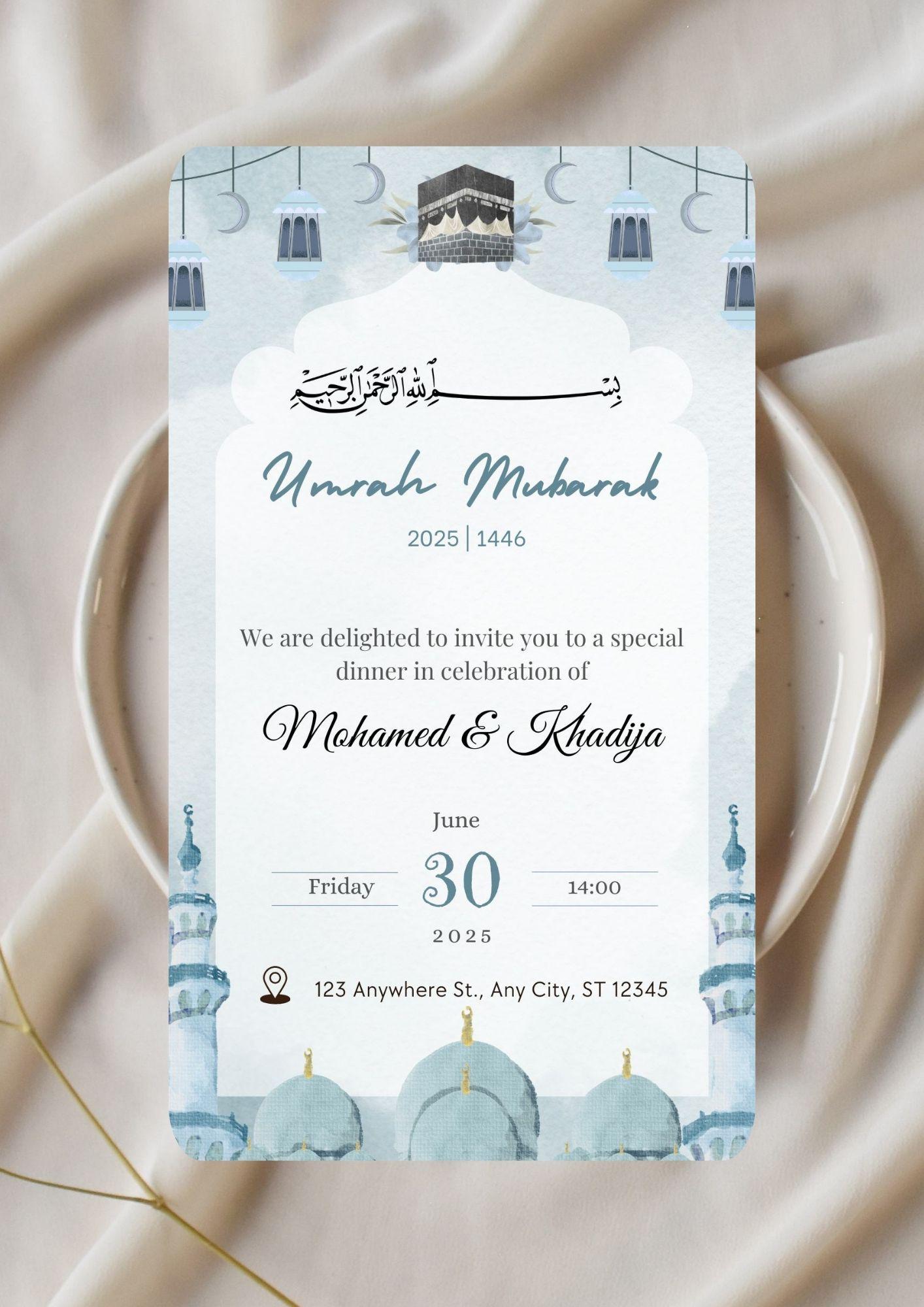 Umrah, Hajj, Eid, Iftar Invitation | Digital Download | Muslim Invite ...