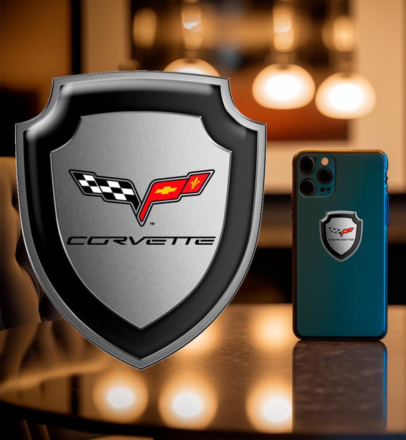 CORVETTE Emblems Shield 3D Handmade Epoxy Resin Stickers Custom ...