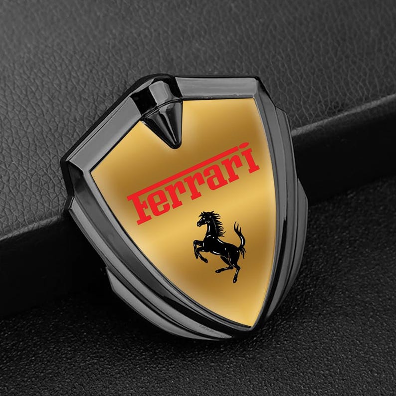 FERRARI Metal Emblem Shield Epoxy Resin Custom Accessory Front Rear ...